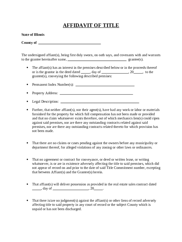 Affidavit of Title Doc Template | pdfFiller