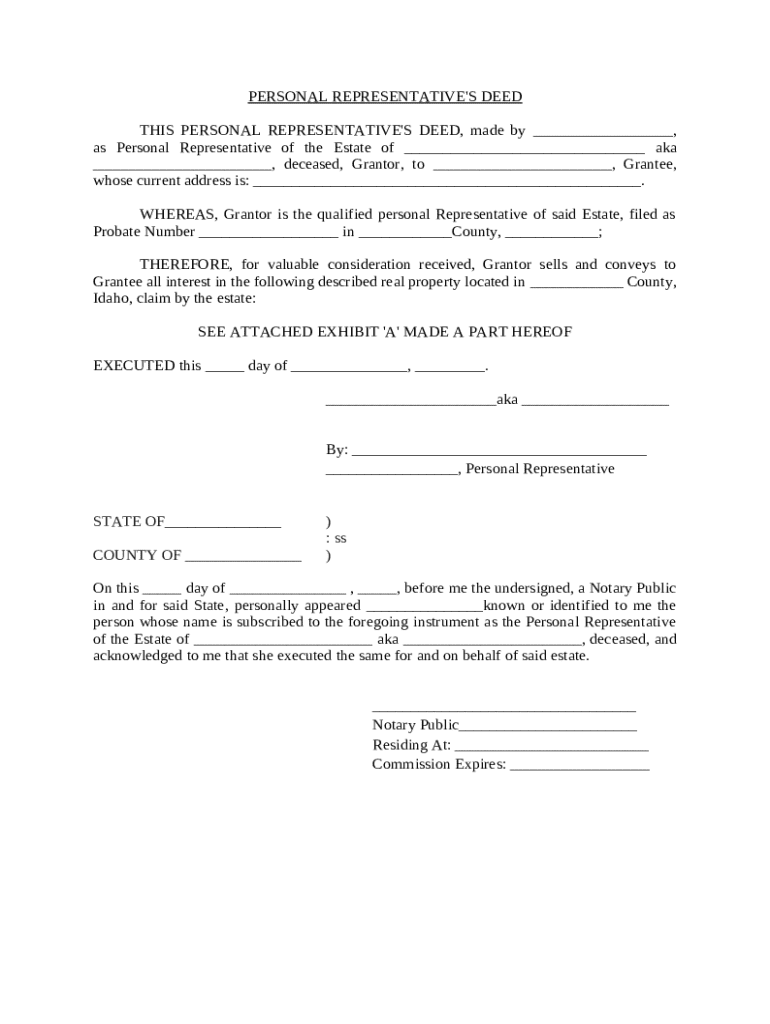 Personal Representative's Deed Doc Template | pdfFiller