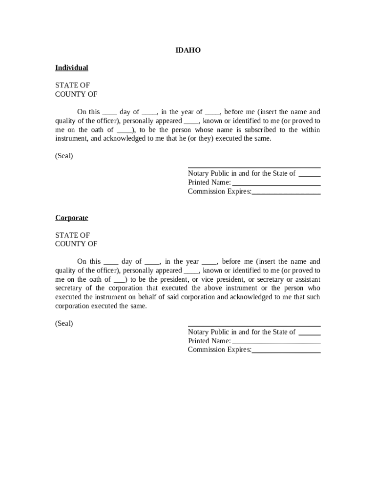 Notary Acknowledgment Doc Template | pdfFiller