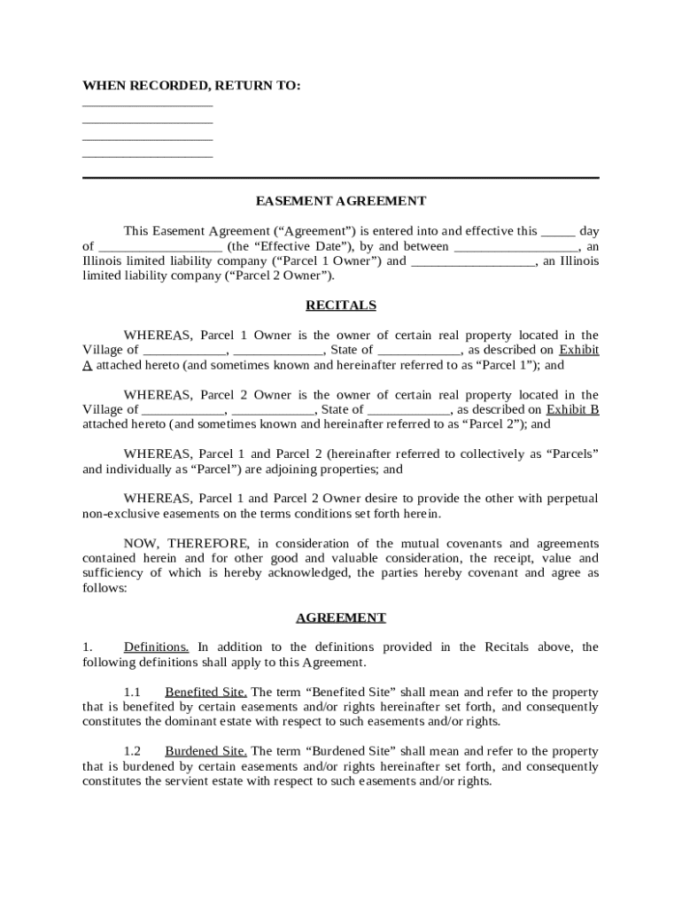 Easement Agreement Doc Template | pdfFiller