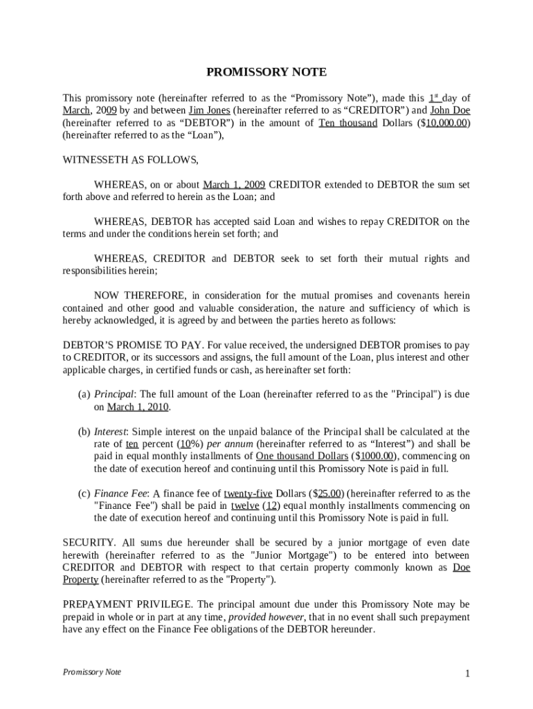 Promissory Note Agreement - Blank Fillable Template | Fill Out, Print ...