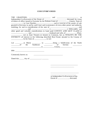 Executor's Deed Doc Template | pdfFiller