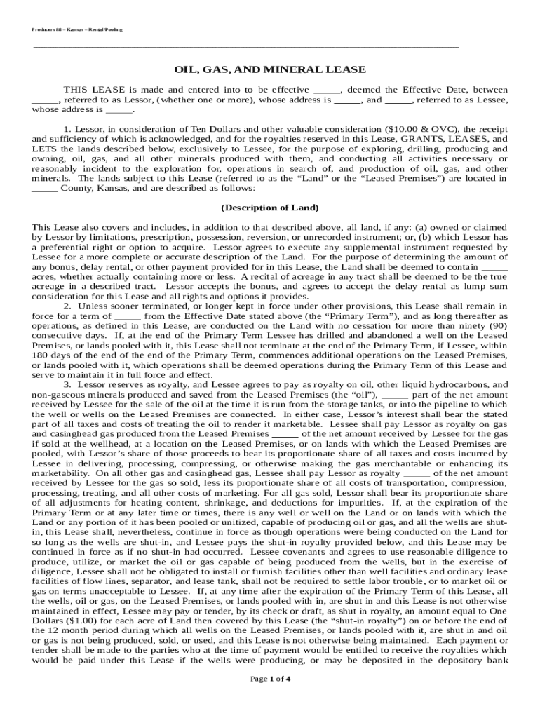 Producers 88 Rental Lease Pooling Provision Doc Template | pdfFiller