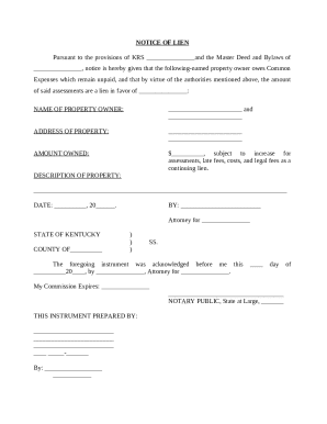 Notice of Lien Doc Template | pdfFiller