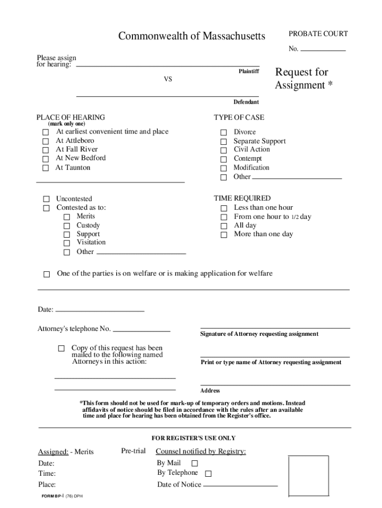 Fillable Online Request for Assignment in Probate Court Fax Email Print ...