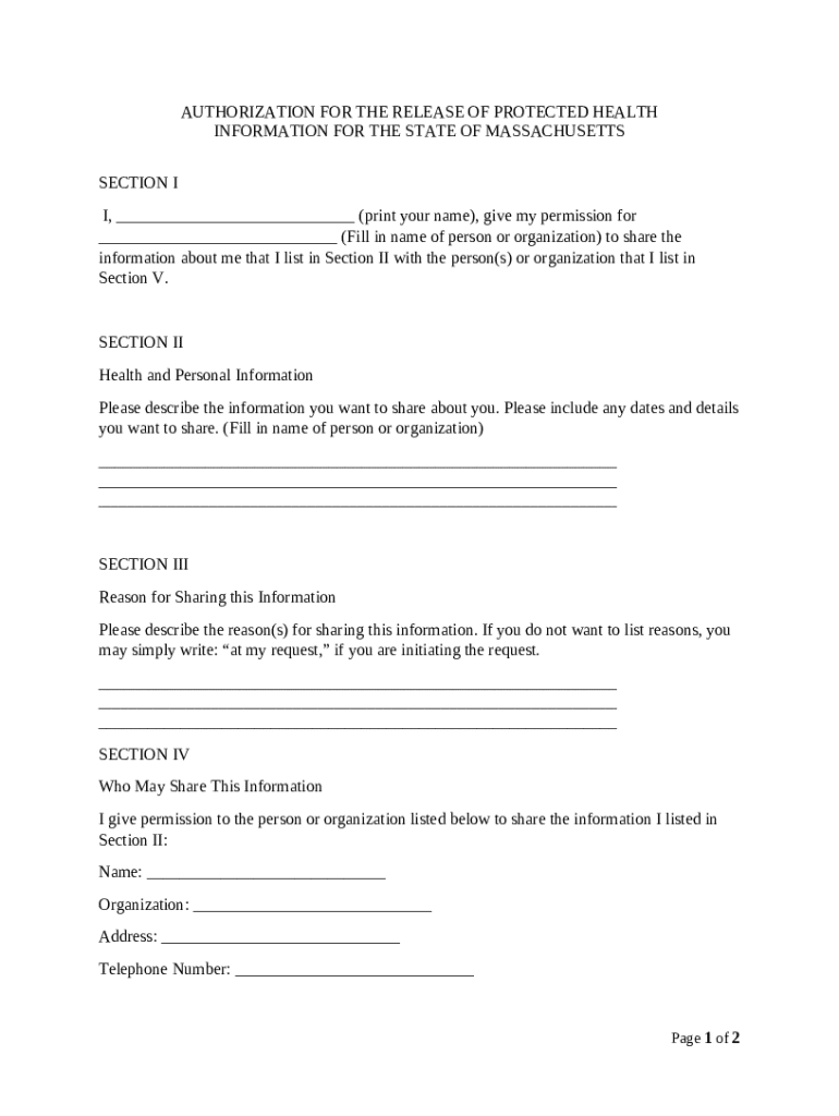 Authorization for Release of Protected Health Ination Doc Template | pdfFiller