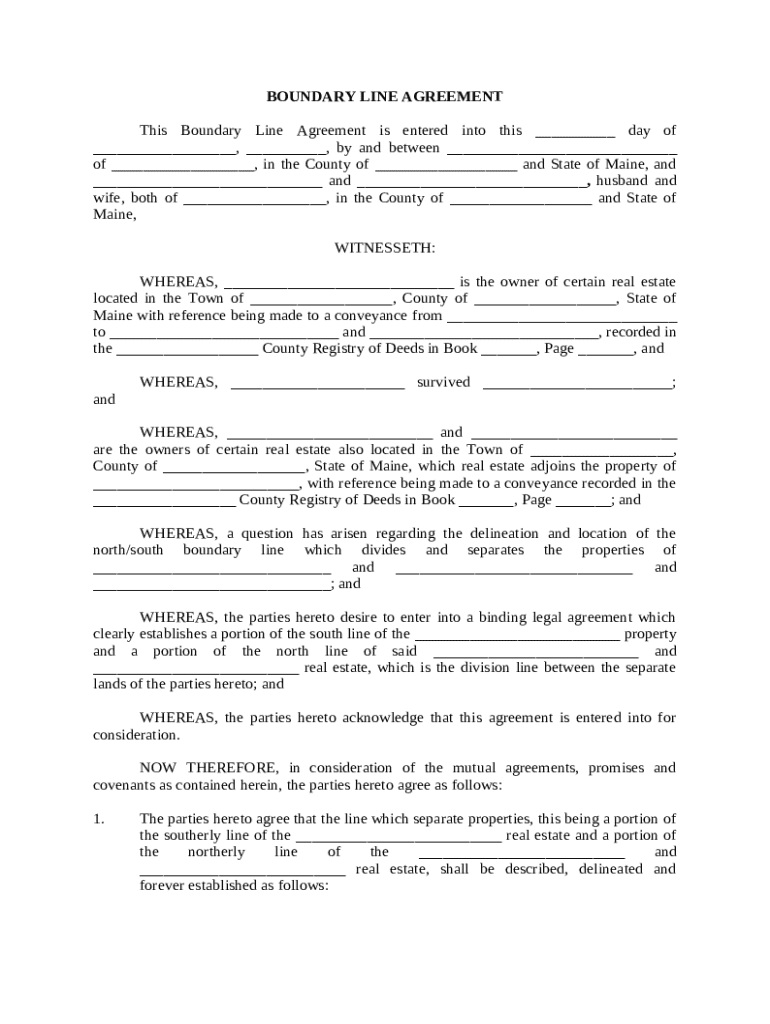 Boundary Line Agreement Doc Template | pdfFiller