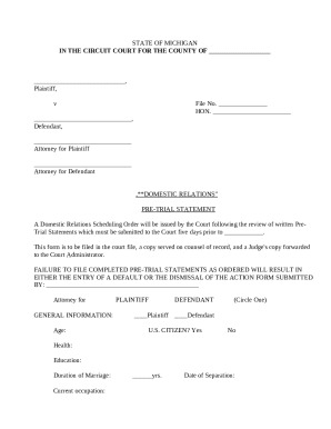 Pre-trial Statement Doc Template | pdfFiller