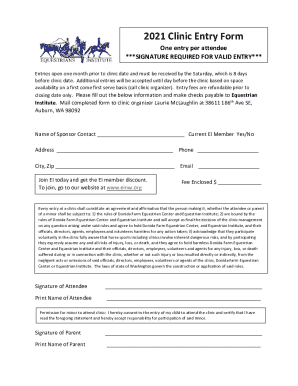 Fillable Online Clinic Entry Form for Equestrian Institute Fax Email Print - pdfFiller