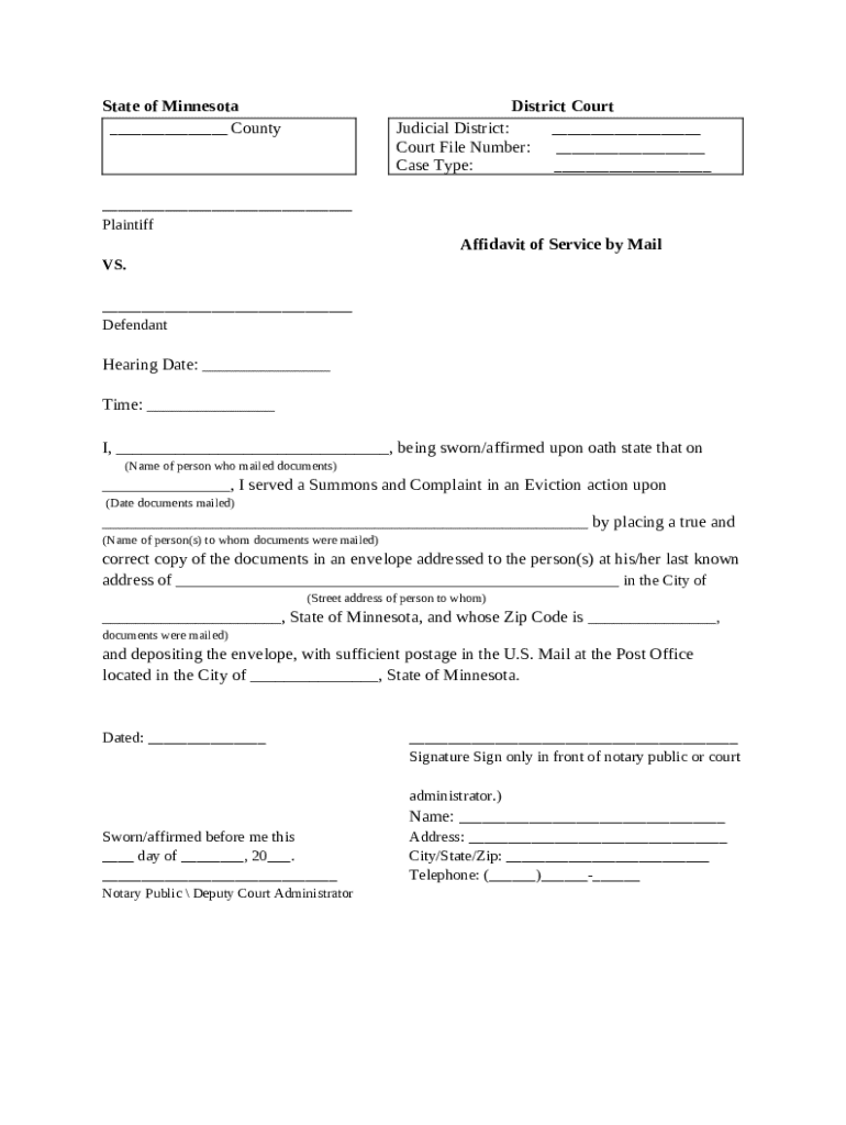 Affidavit of Service by Mail Doc Template | pdfFiller