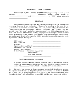 Third-party Lender Agreement Doc Template | pdfFiller