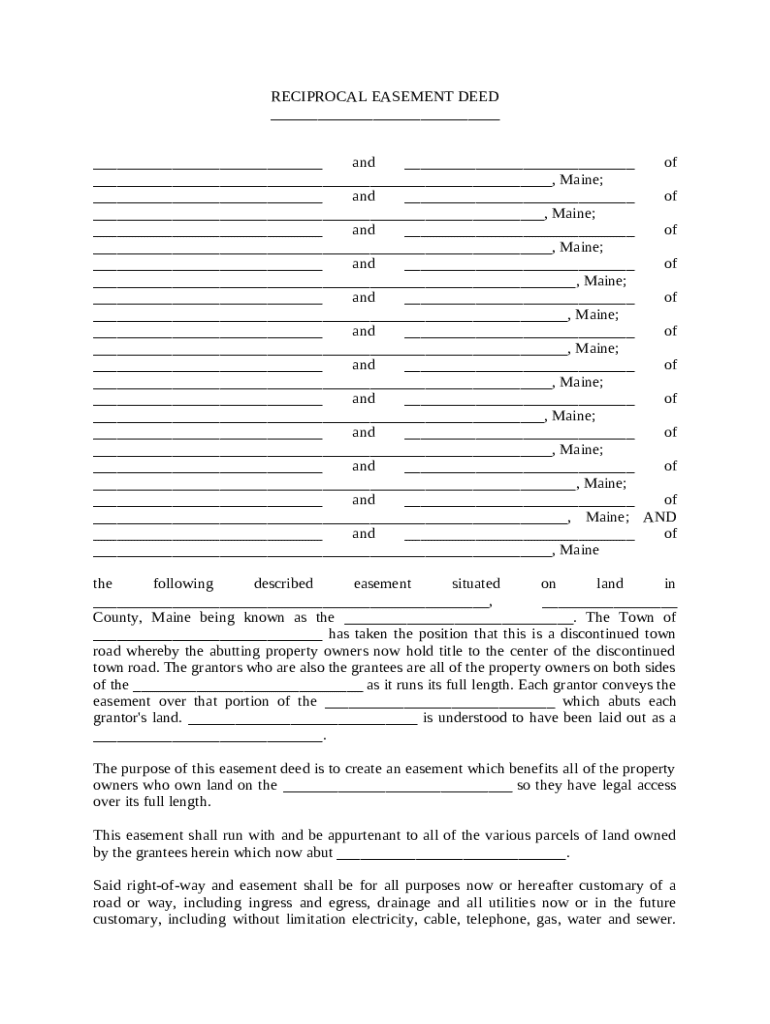 Reciprocal Easement Deed Doc Template | pdfFiller