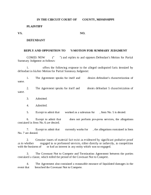 REPLY AND OPPOSITION TO'S MOTION FOR SUMMARY JUDGMENT Doc Template ...