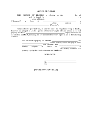 Notice of Pledge Doc Template | pdfFiller