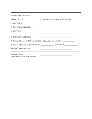 TITLE OF DOC: LOAN MODIFICATION AGREEMENT Doc Template | pdfFiller