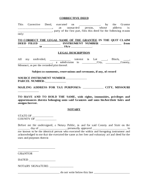 Corrective Deed Doc Template | pdfFiller