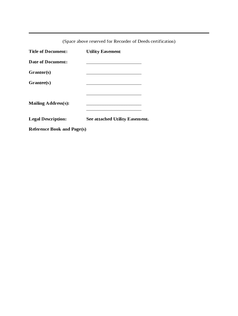 Utility Easement Agreement - Blank Fillable Template | Fill Out, Print ...