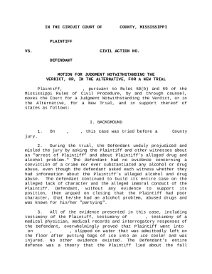 Motion for Judgment Notwithstanding the Verdict or New Trial Doc ...