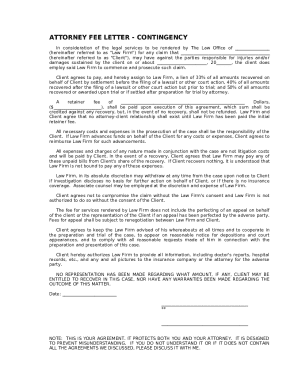 Attorney Fee Letter - Contingency Doc Template | pdfFiller