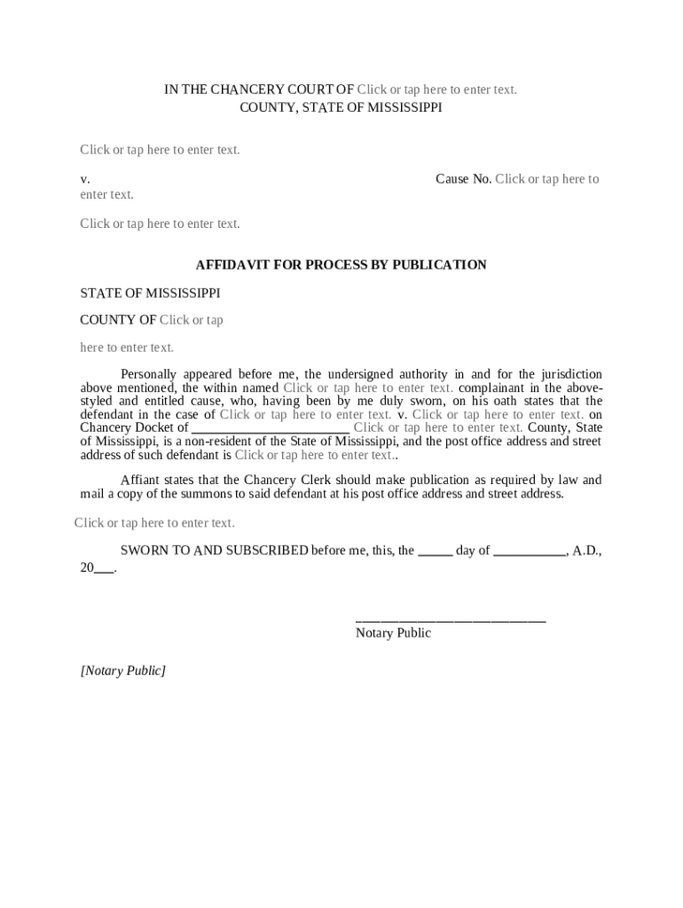 Affidavit for Process by Publication Doc Template | pdfFiller