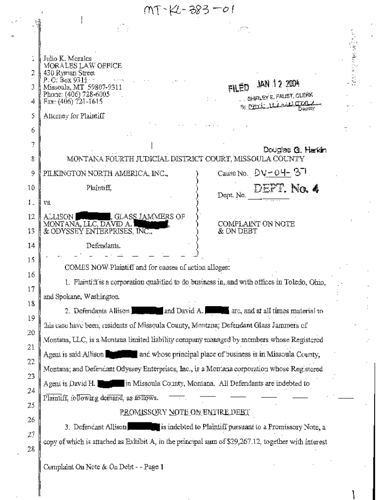 Fillable Online A01 Complaint for Breach of Commercial Sales Contract ...