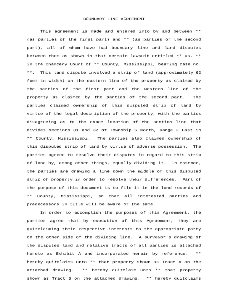 Boundary Line Agreement Doc Template | pdfFiller