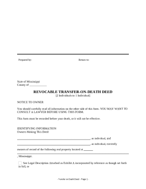 Revocable Transfer-on-death Deed Doc Template | pdfFiller