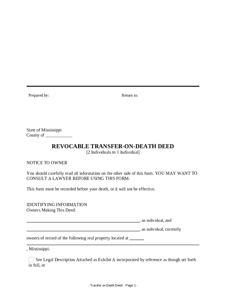 Revocable Transfer-on-death Deed Doc Template | pdfFiller
