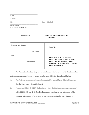REQUEST FOR ENTRY OF DEFAULT, APPLICATION FOR DEFAULT JUDGMENT, AND ...