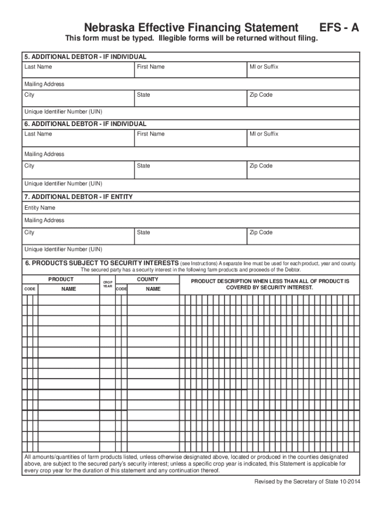 Fillable Online Nebraska Effective Financing Statement Fax Email Print ...