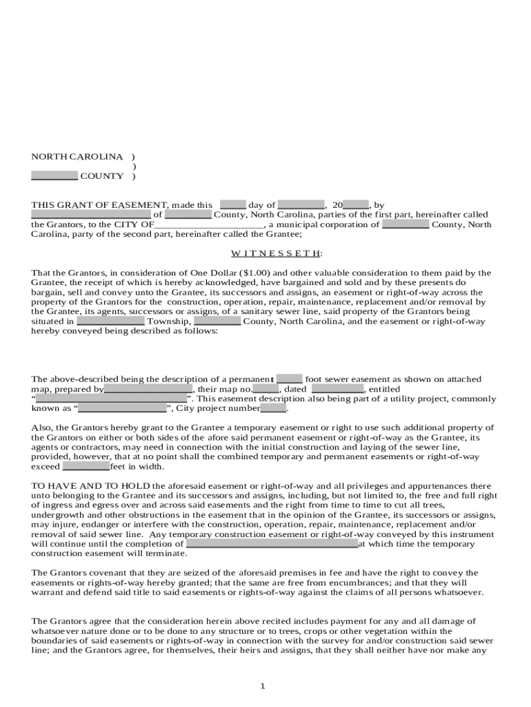 Offsite Sewer Easement Doc Template | pdfFiller