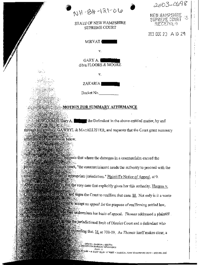 Fillable Online A06 Motion for Summary Affirmance Fax Email Print ...