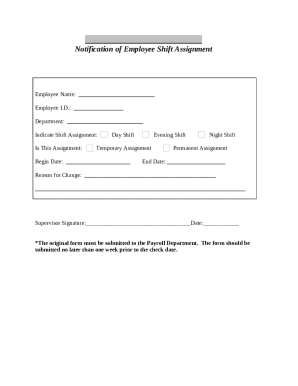 Employee Shift Assignment Notification Doc Template | pdfFiller