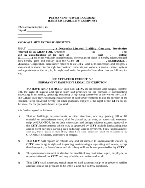 Permanent Sewer Easement Doc Template | pdfFiller