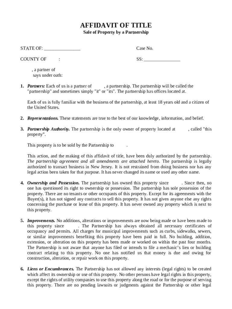 Affidavit of Title Doc Template | pdfFiller
