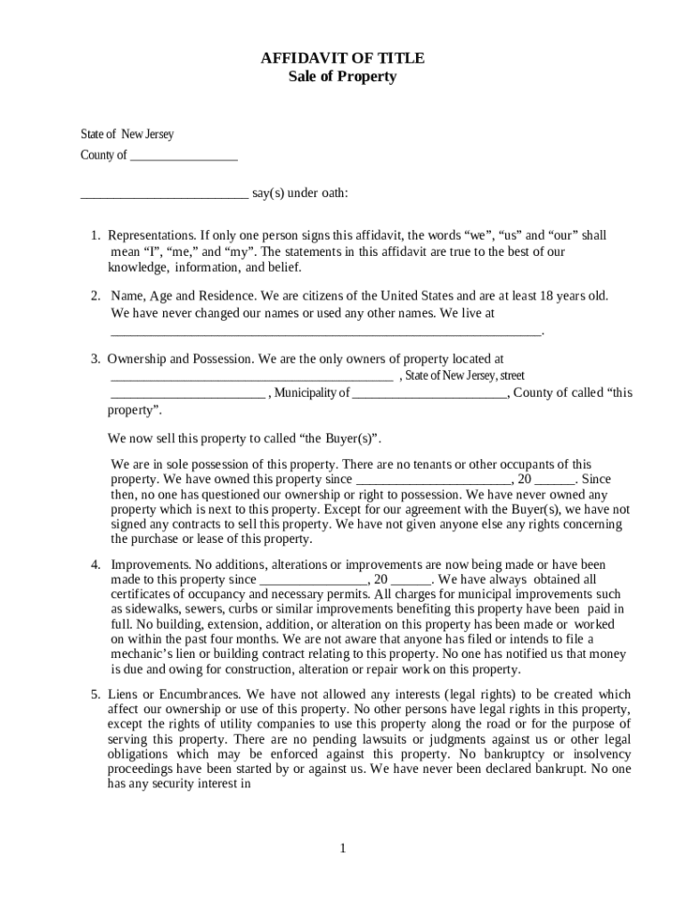 Affidavit of Title Doc Template | pdfFiller