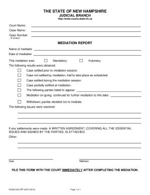 Fillable Online Mediation Report Fax Email Print - pdfFiller