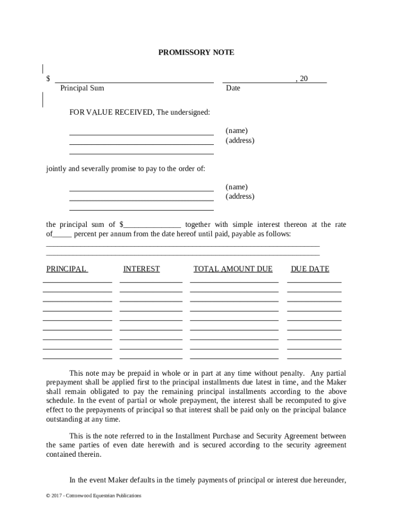 Promissory Note Doc Template | pdfFiller