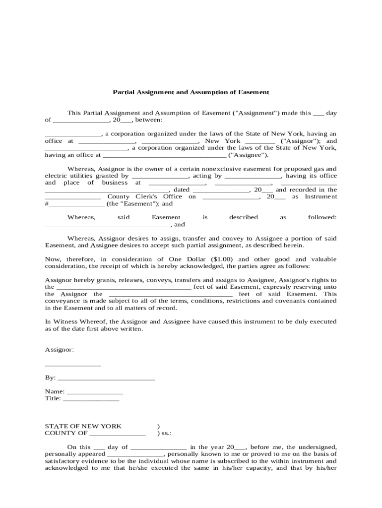 Partial Assignment and Assumption of Easement Doc Template | pdfFiller