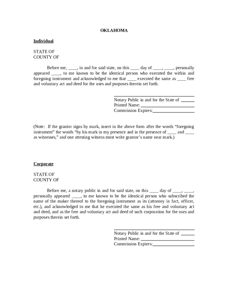 (Note:If the grantor signs by mark, insert in the above after the words ...