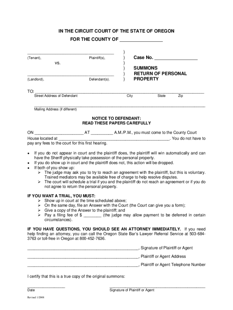 Fillable Online RETURN OF PERSONAL Fax Email Print - pdfFiller