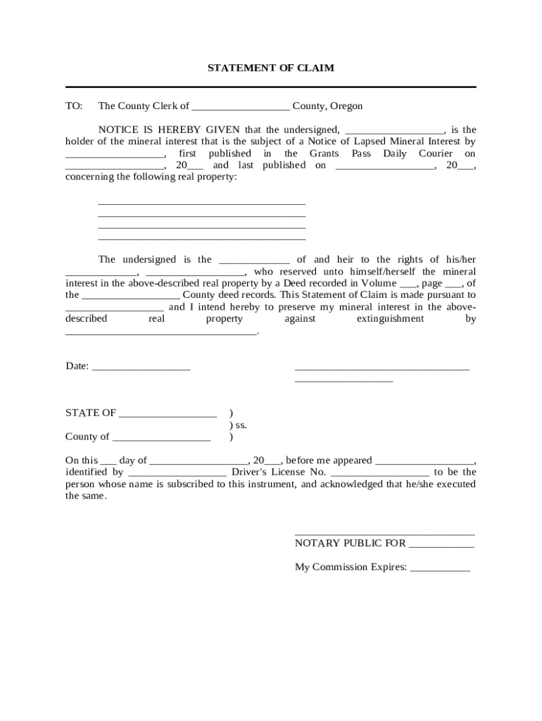 Statement of Claim Doc Template | pdfFiller