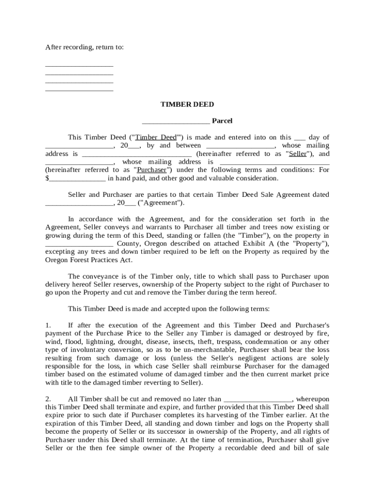 Timber Deed Doc Template | pdfFiller
