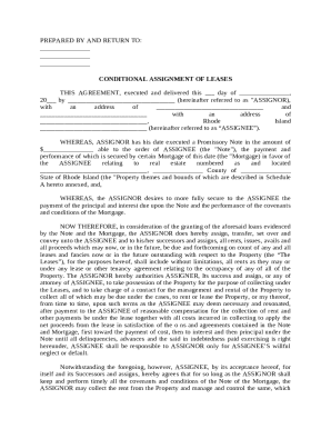 CONDITIONAL ASSIGNMENT OF LEASES Doc Template | pdfFiller