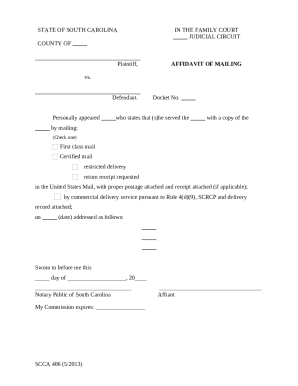 Affidavit of Mailing Doc Template | pdfFiller