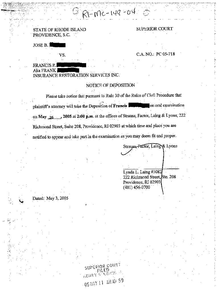 A04 Notice of Deposition - Blank Fillable Template | Fill Out, Print ...