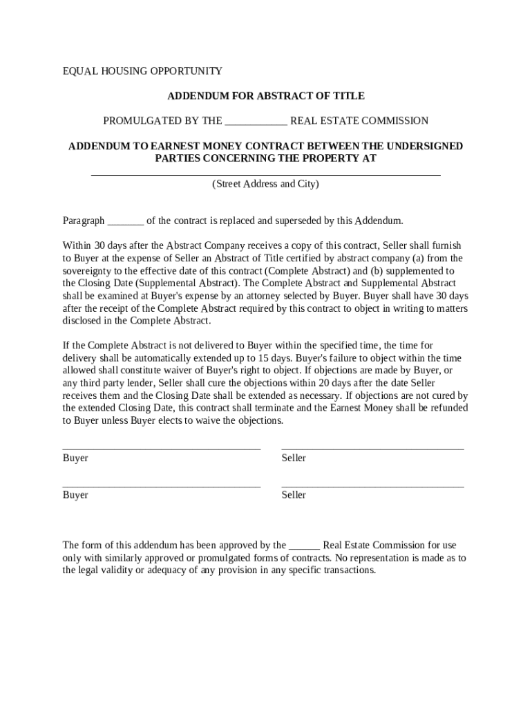 Addendum for Abstract of Title Doc Template | pdfFiller