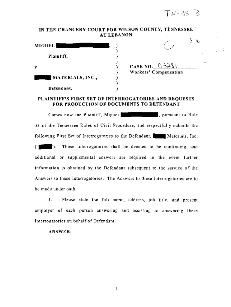 Fillable Online A02 Plaintiffs First Set of Interrogatories Fax Email ...