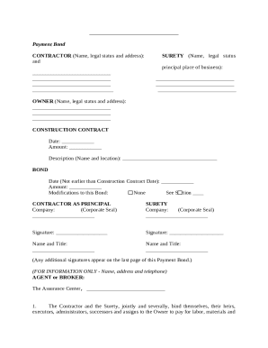 Payment Bond Doc Template | pdfFiller