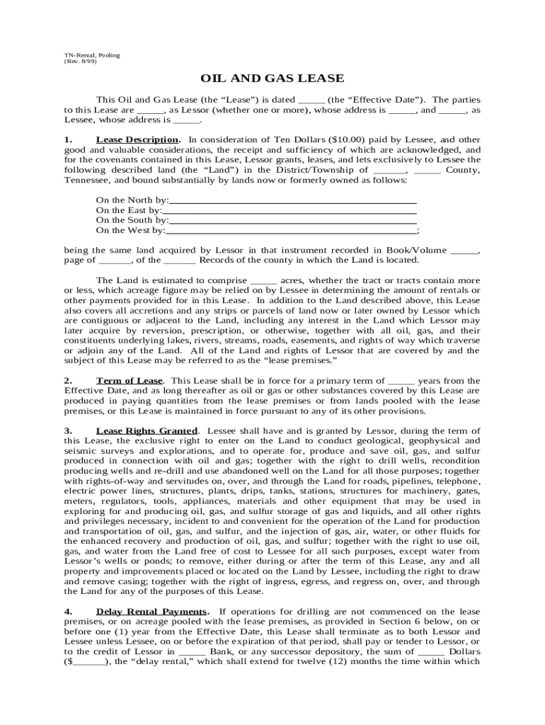 Rental Lease Pooling Provision Doc Template | pdfFiller